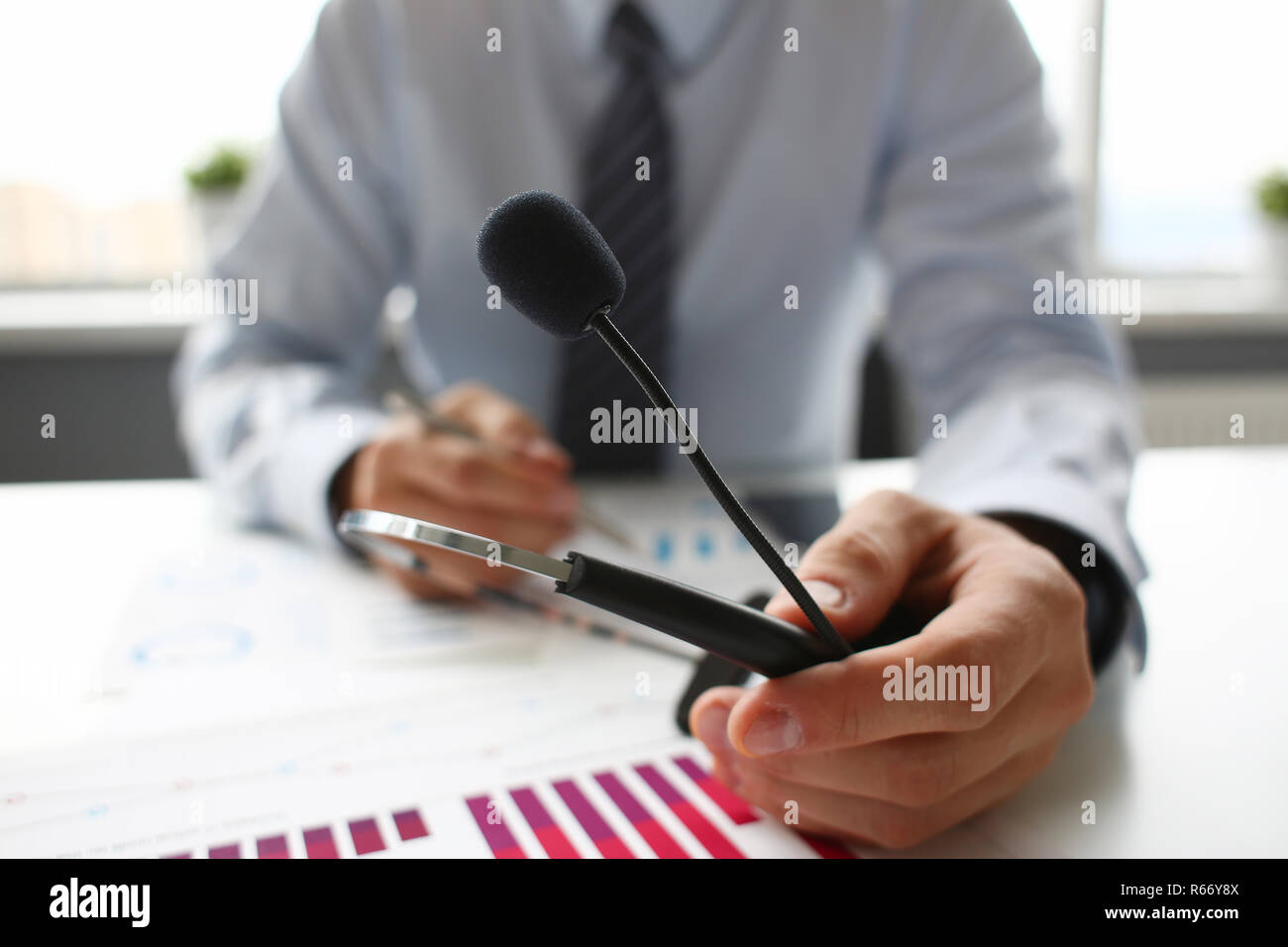 Empty remote office workplace with laptop pc and Stock Photo - Alamy