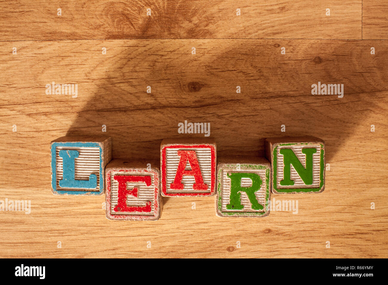 Wooden Toy Blocks Spell Learn Stock Photo - Alamy