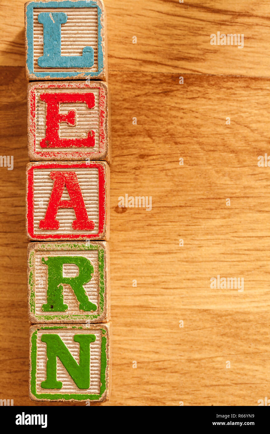 Wooden Toy Blocks Spell Learn Stock Photo - Alamy