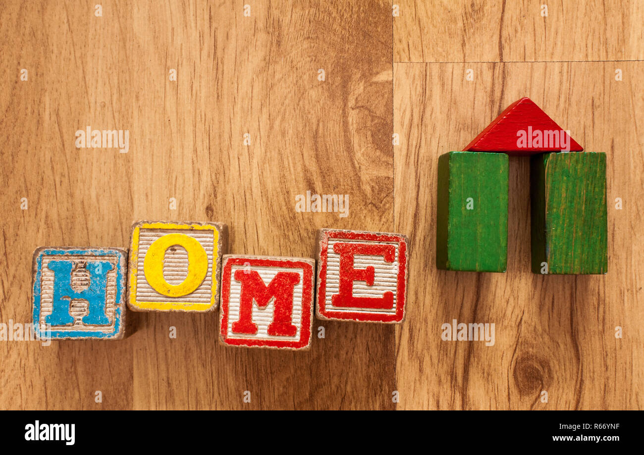 Wooden Toy Blocks Spell Home Stock Photo - Alamy