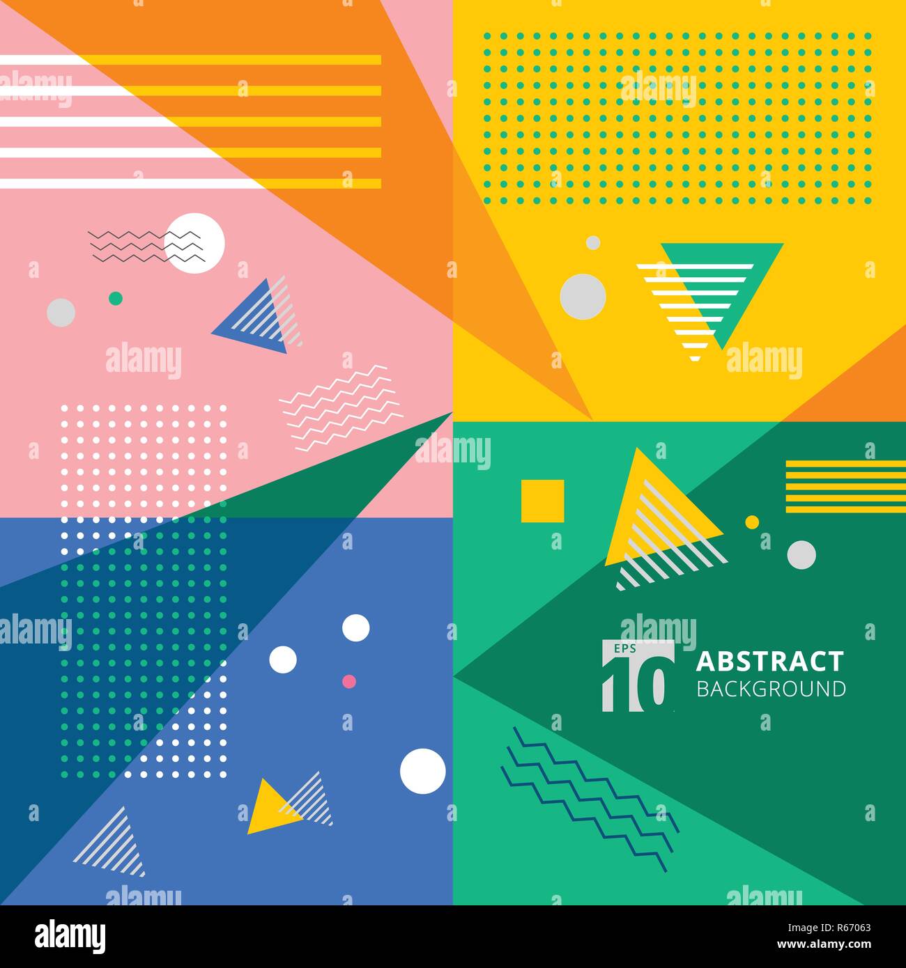 Abstract colorful geometric pattern memphis style background. Vector ...