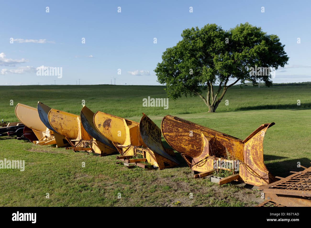 Snow plow blades, stored for the winter, Stone Arabia, New York State ...