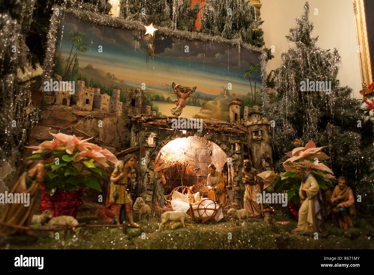 Nativity scene inside catholic church hi-res stock photography and ...