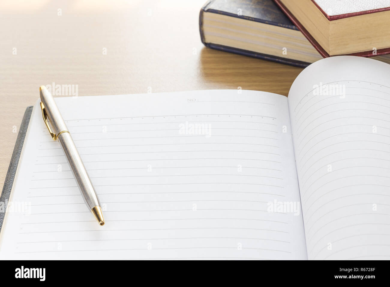 Pen and Notebook open blank page Stock Photo - Alamy