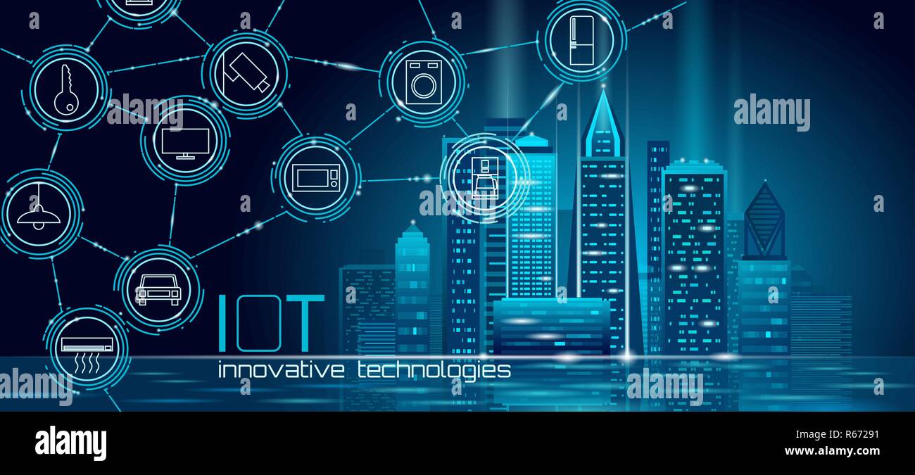 Internet of things low poly smart city 3D wire mesh. Intelligent ...