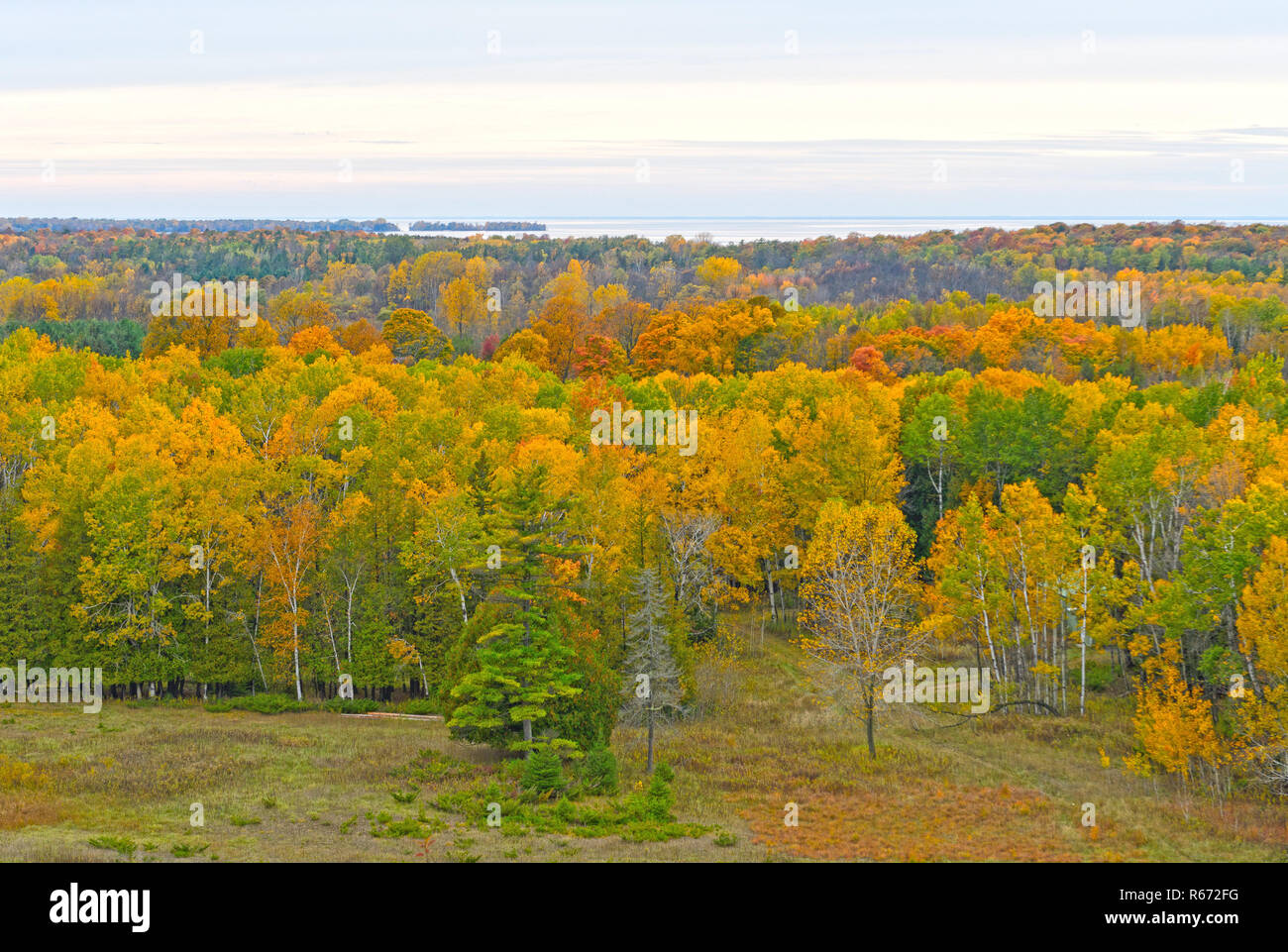 Fall Colors ona Remote Lake Shore Stock Photo - Alamy