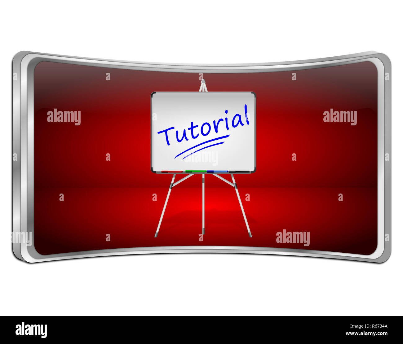red Tutorial Button - 3D illustration Stock Photo - Alamy