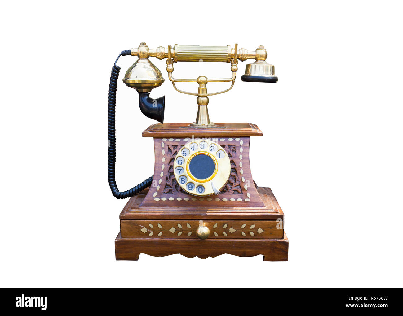 Vintage gold telephone Stock Photo - Alamy