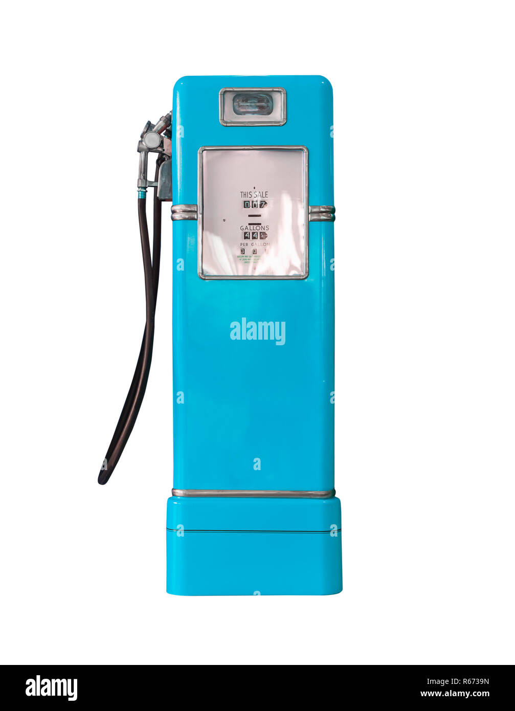 Vintage blue fuel pump on white Stock Photo - Alamy