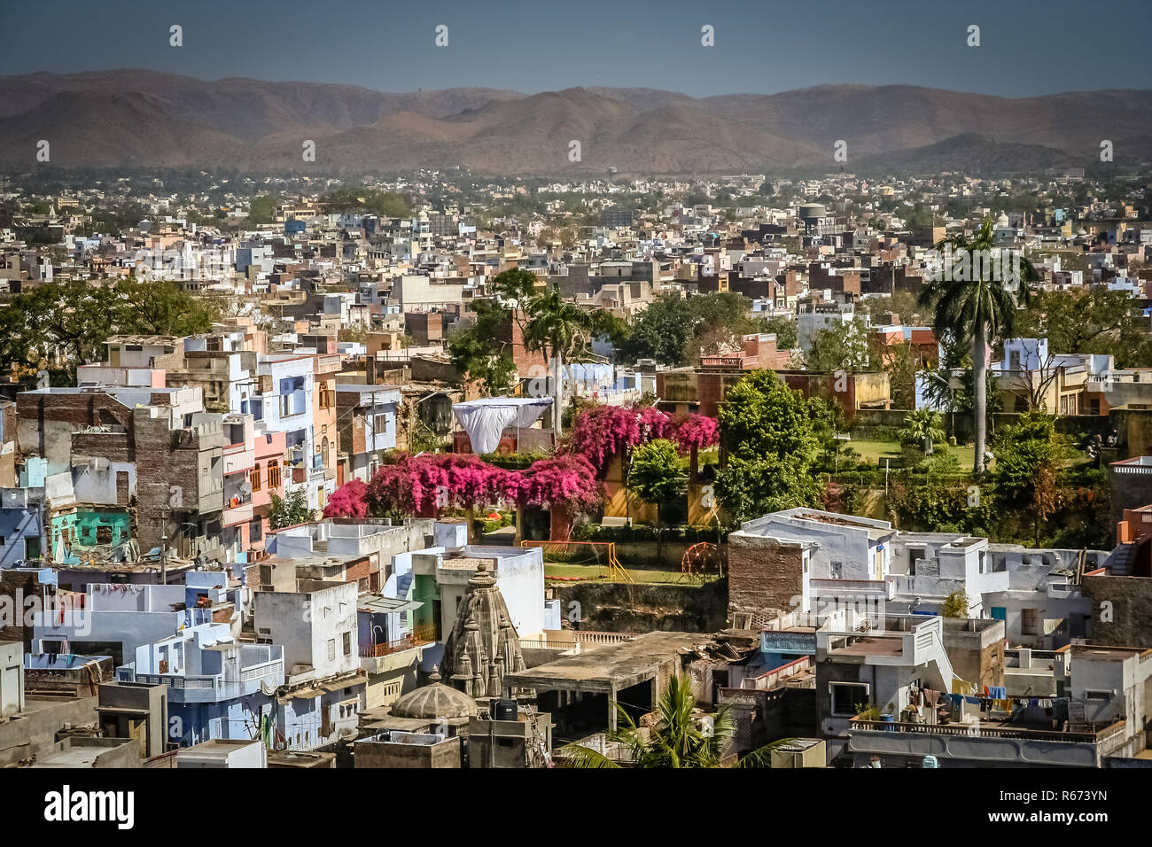Aerial view of Udaipur homes Stock Photo - Alamy