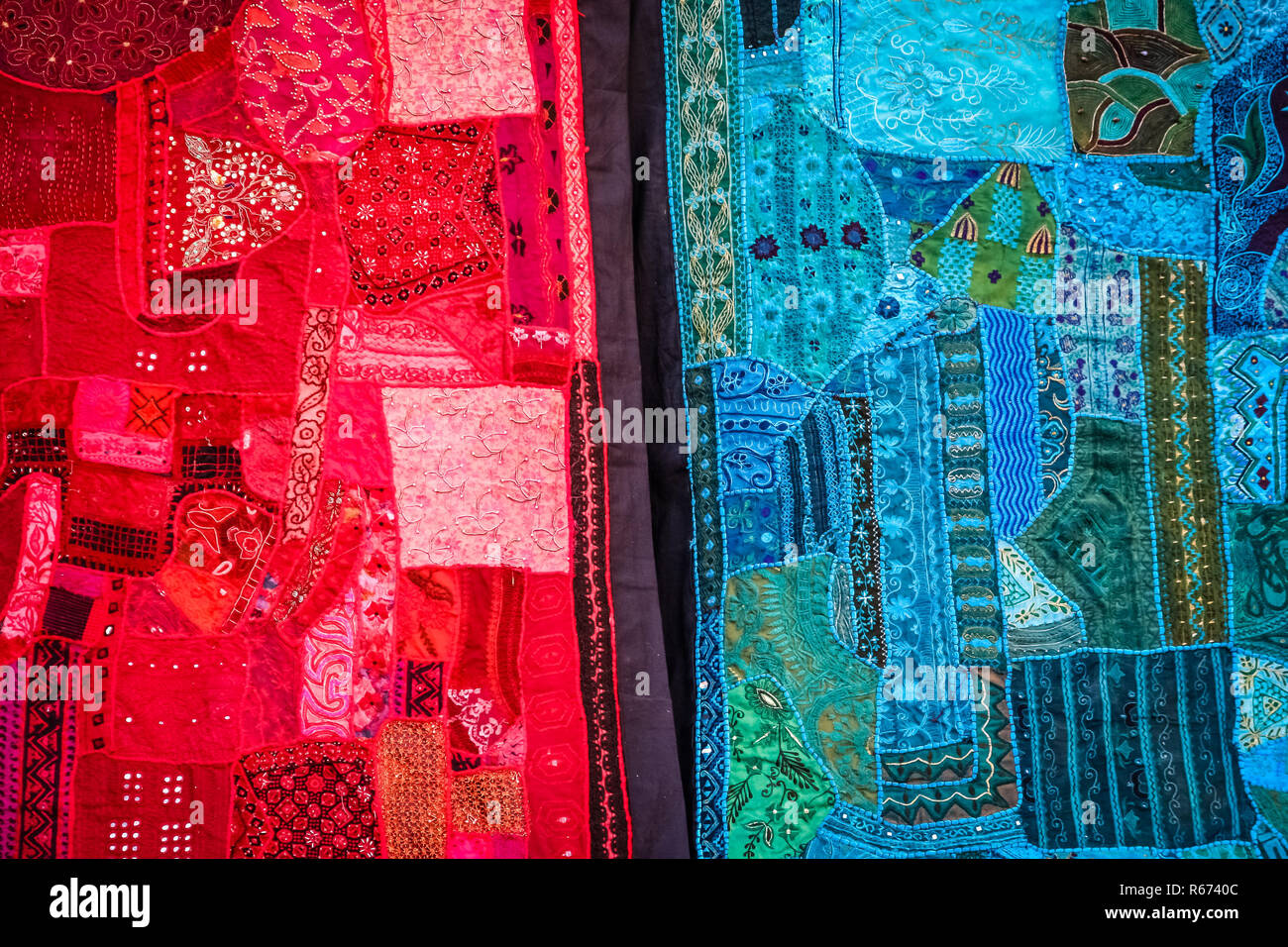 Red and blue fabrics Stock Photo - Alamy