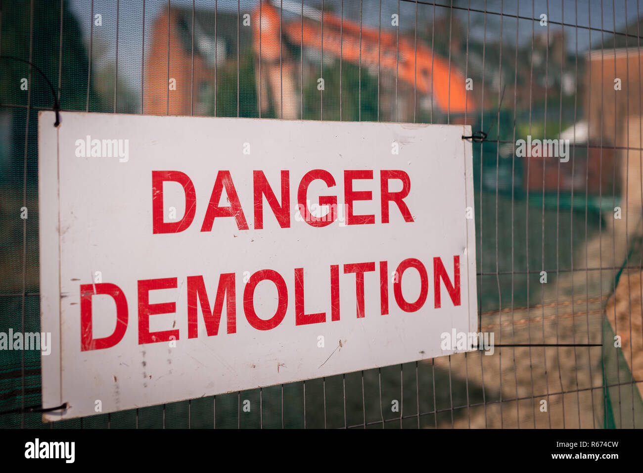 Danger Demolition sign Stock Photo - Alamy