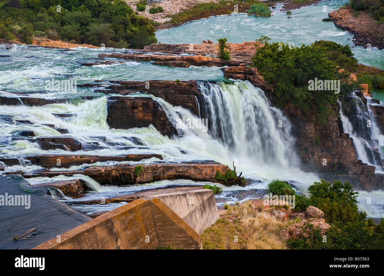 Hartebees Poort dam outside Pretoria, South Africa overflowing into the ...