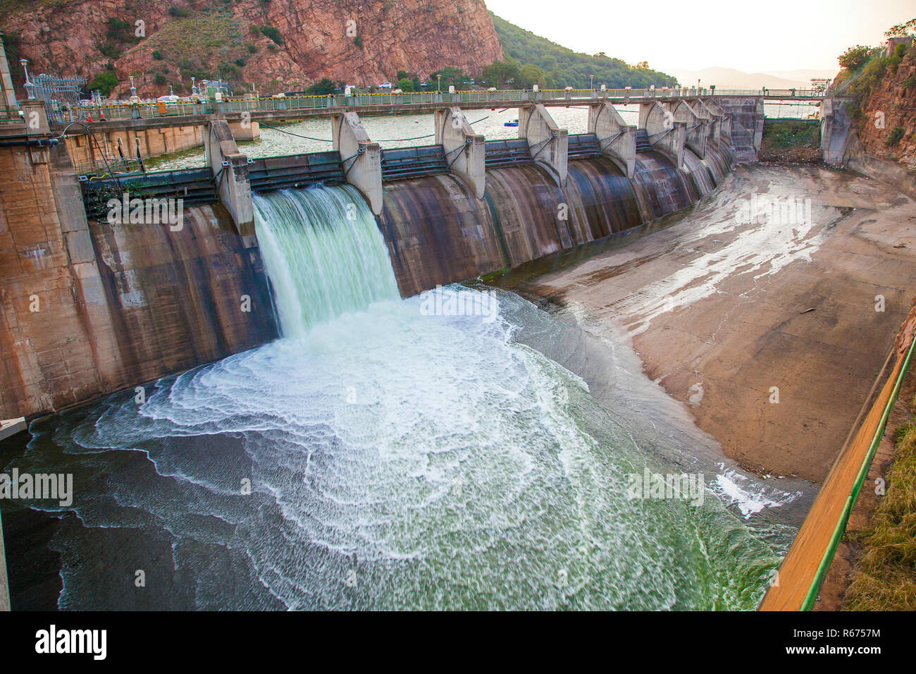 Hartebees Poort dam outside Pretoria, South Africa overflowing into the ...