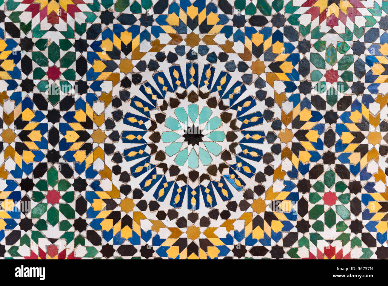 Geometric islamic zellige pattern on Al Saoud mosque in Casablanca ...