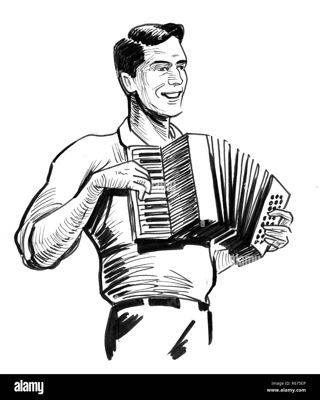 Harmonica Player Drawing