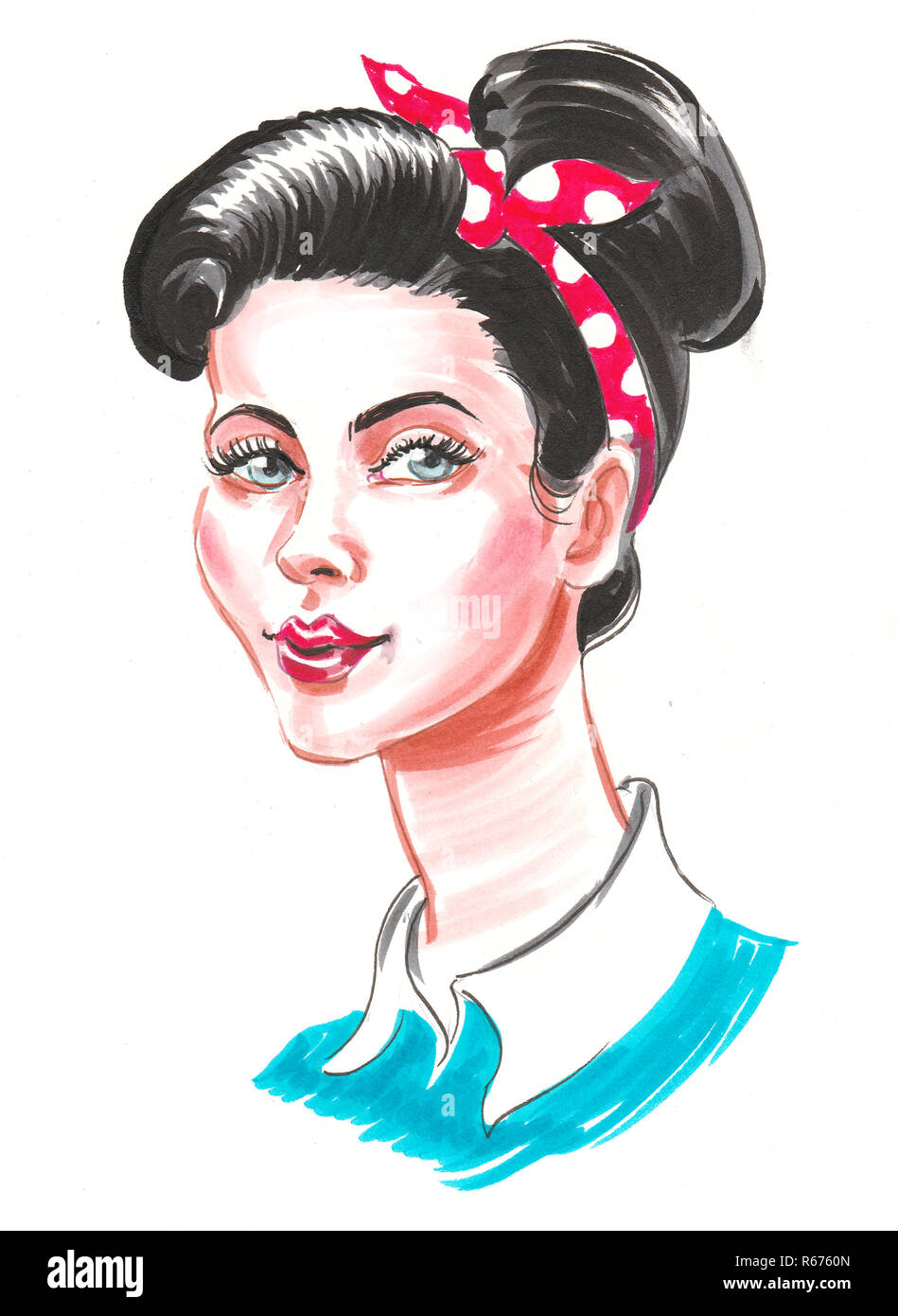 Traditional Pin Up Girl Outline