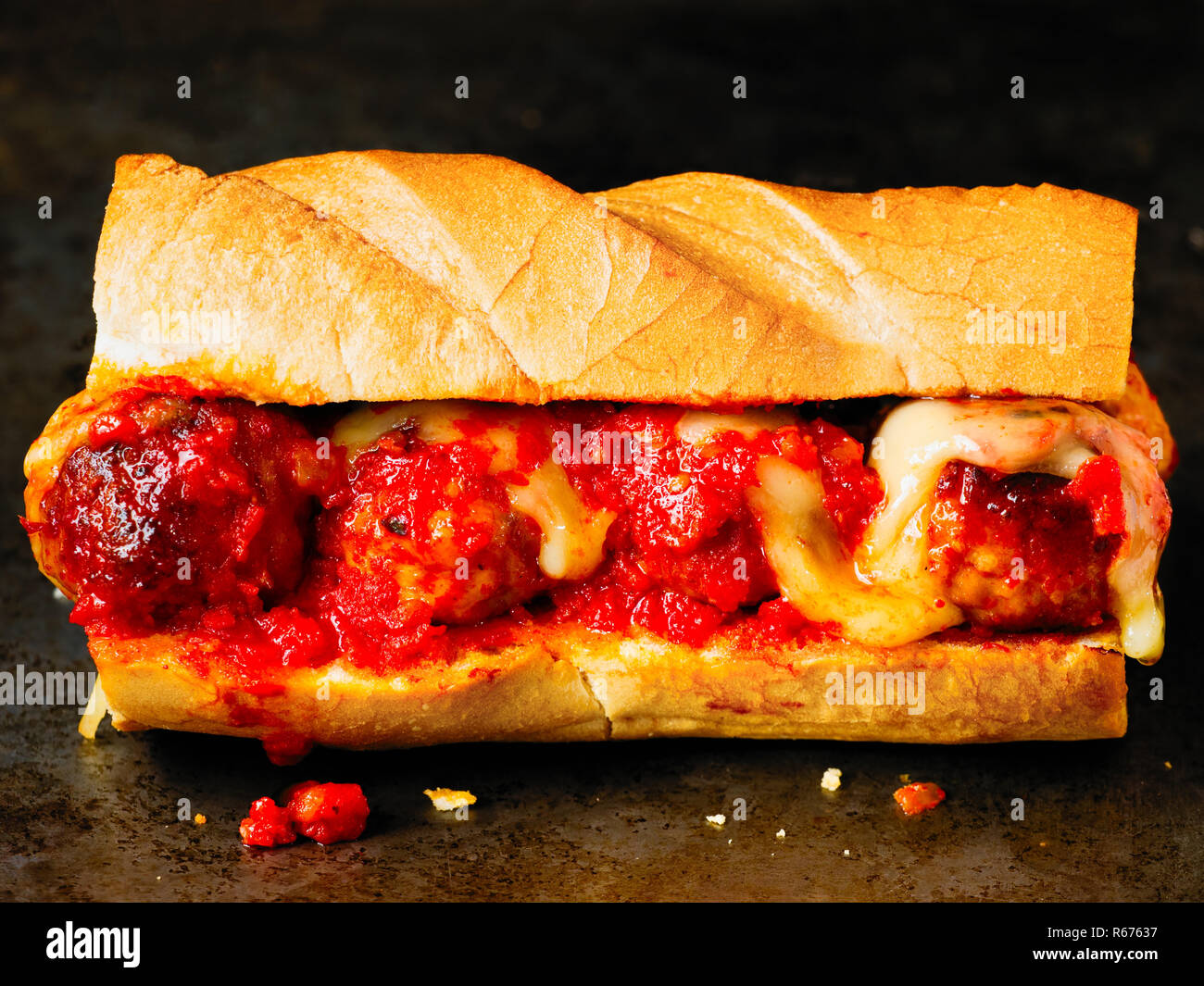 rustic american italian meatball sandwich Stock Photo - Alamy