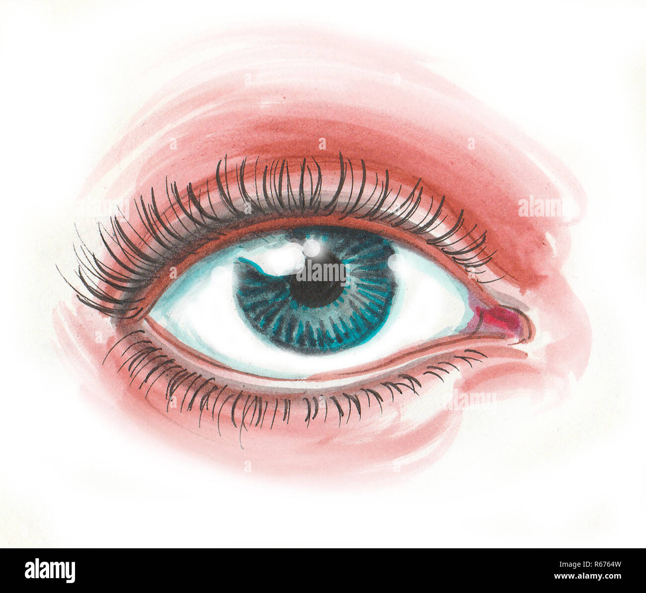 Grey eye. Ink and watercolor sketch Stock Photo - Alamy