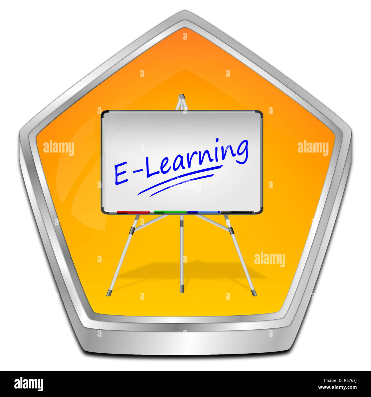 orange E-Learning Button - 3D illustration Stock Photo - Alamy