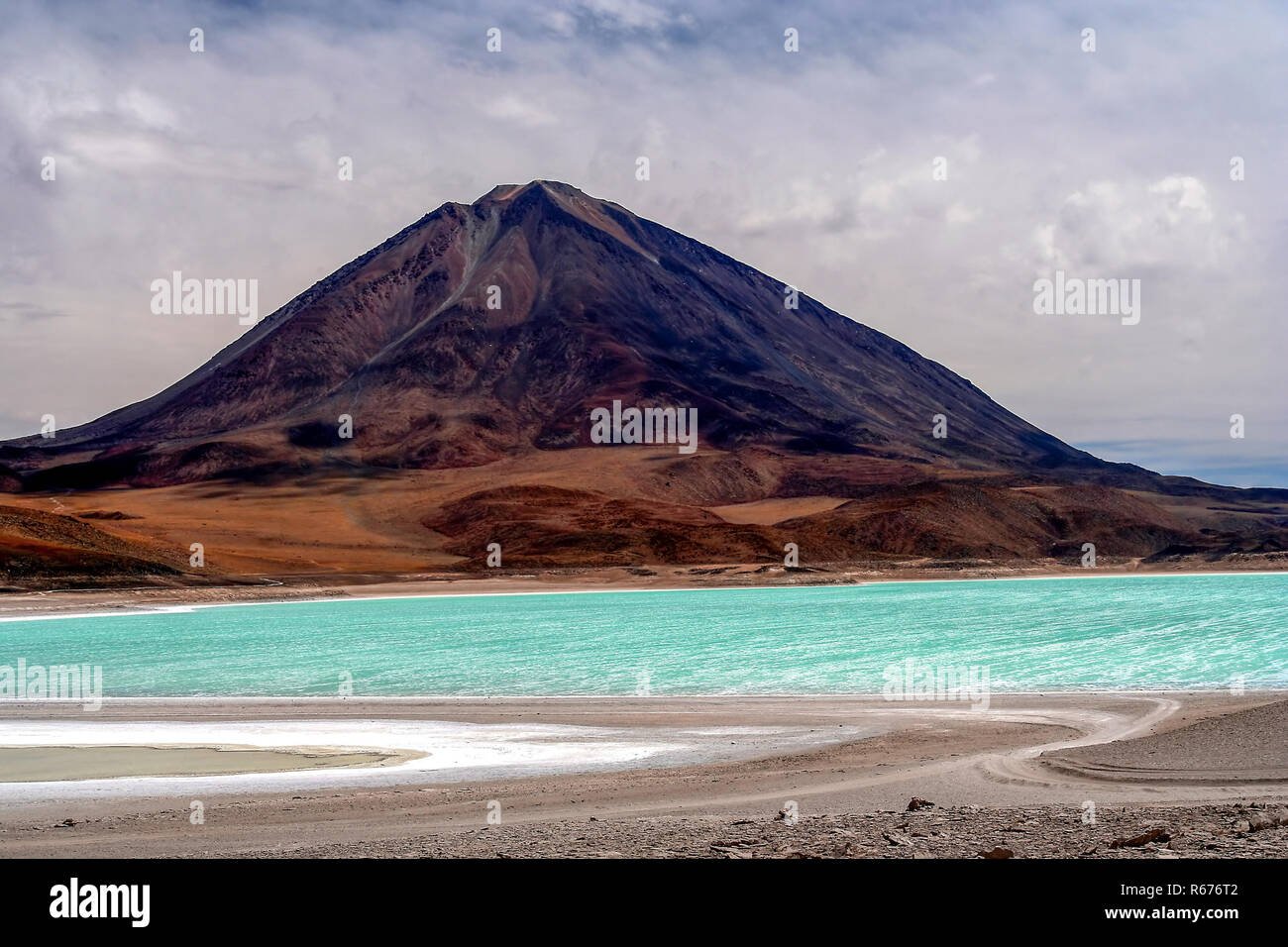 Lagoon and volcano Stock Photo - Alamy