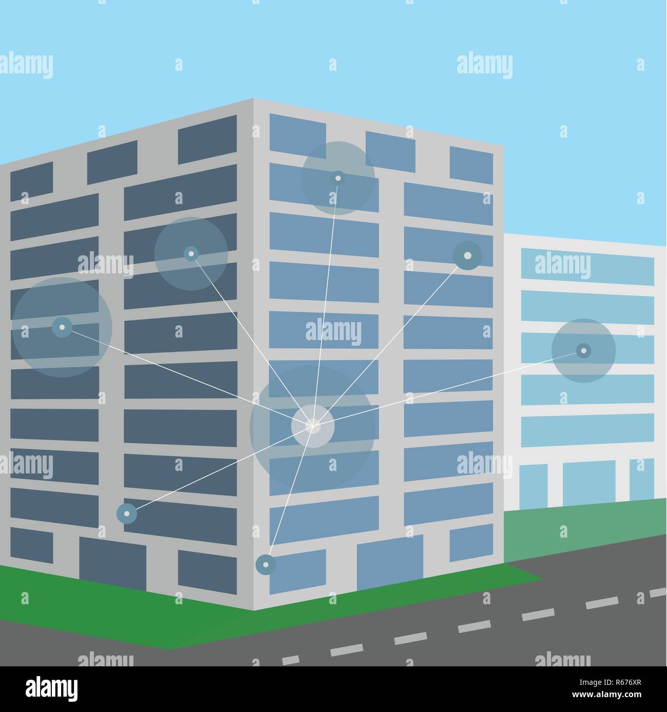 Different connection points on an office building Stock Vector Image ...