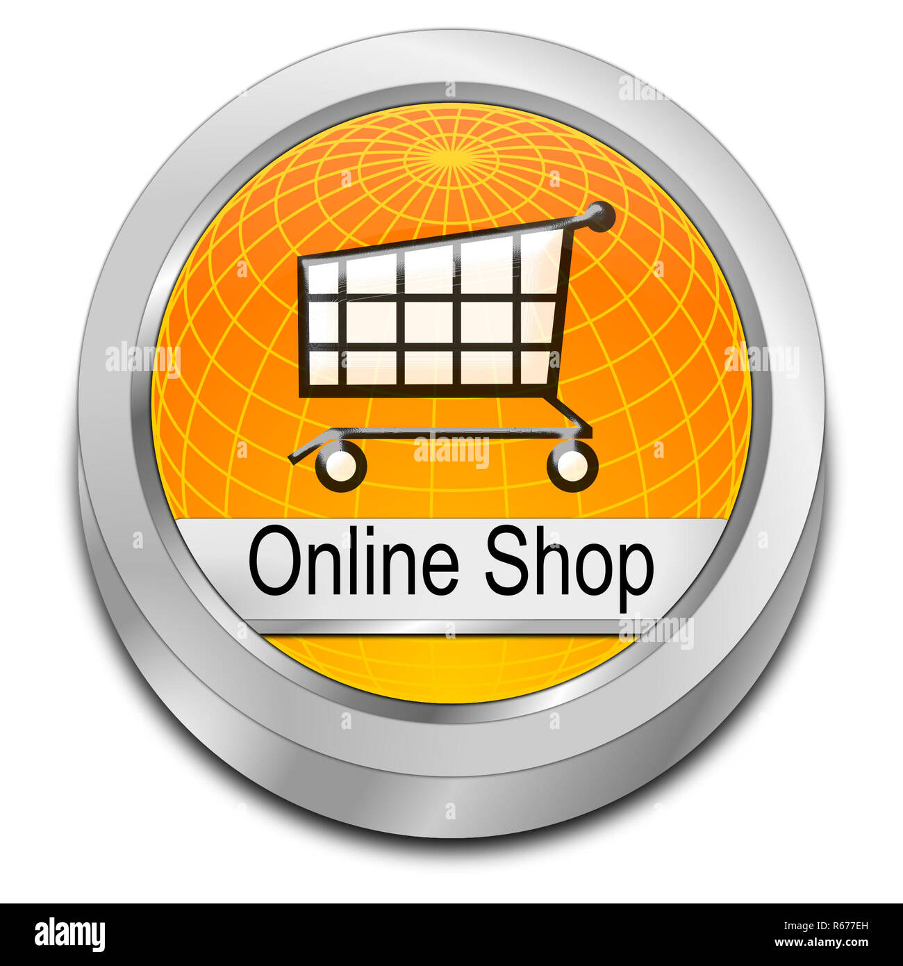 glossy orange online Shop Button - 3D illustration Stock Photo - Alamy