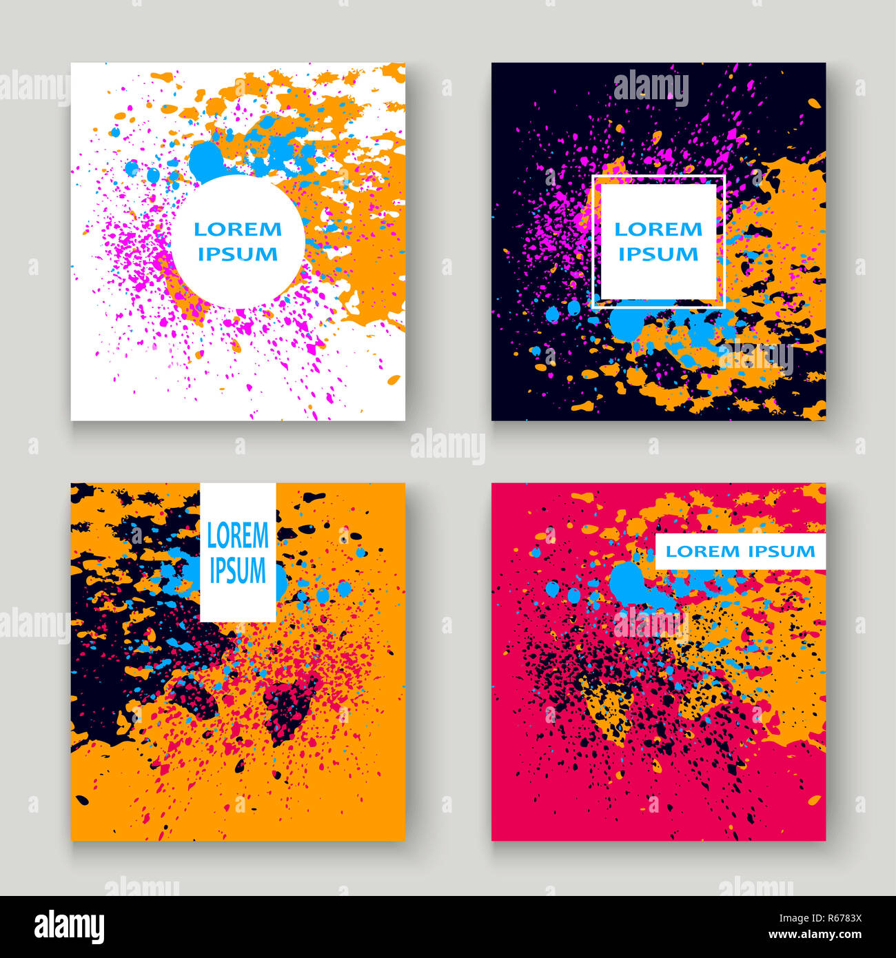 Neon explosion paint splatter artistic cover frame design. Decorative ...