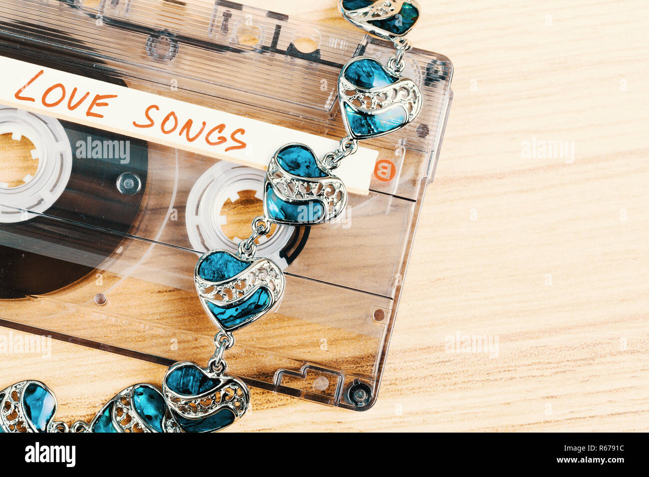 Audio cassette tape with love songs Stock Photo - Alamy