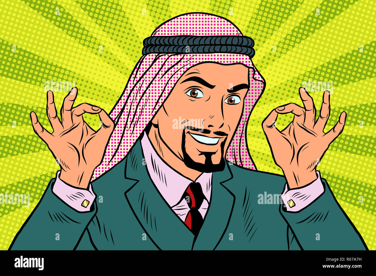 Two hands OK gesture, the Arab businessman Stock Photo - Alamy