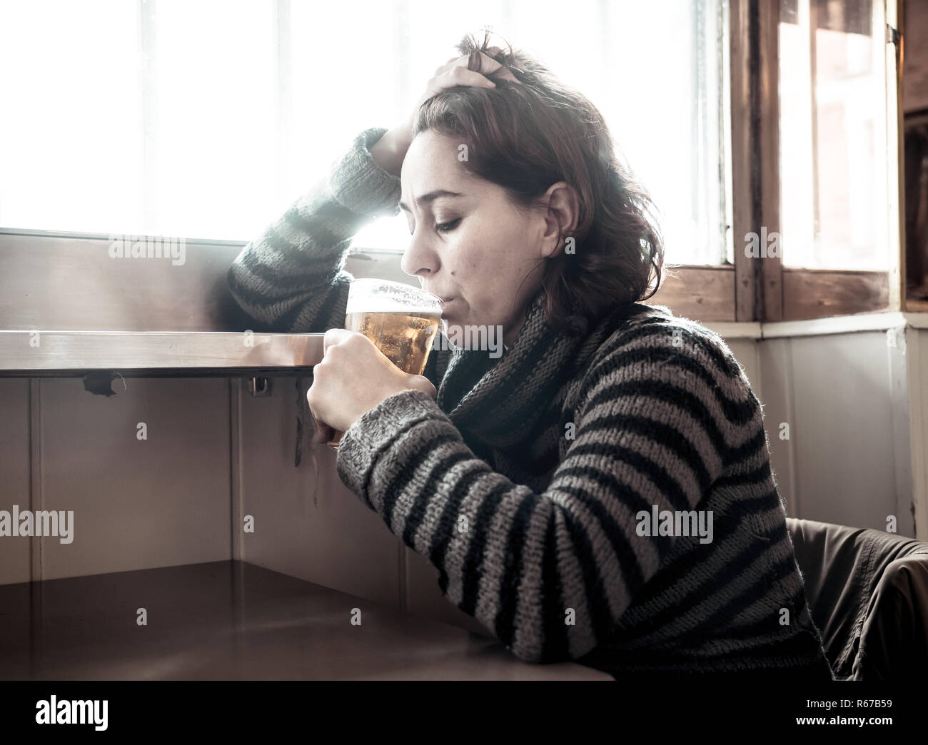 Portrait Drunk Young Woman Drinking High Resolution Stock Photography ...