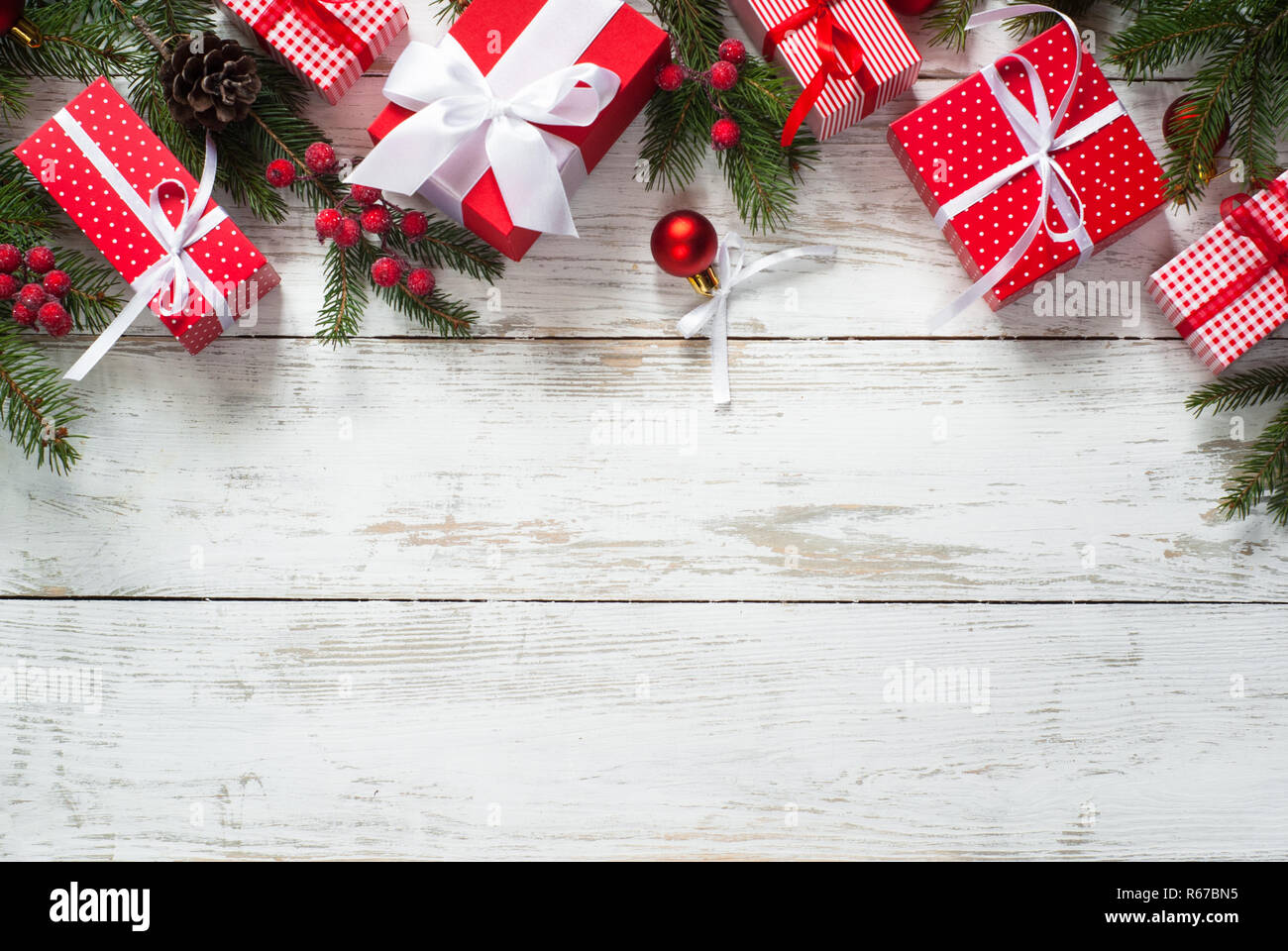 Christmas red gift box Stock Photo - Alamy