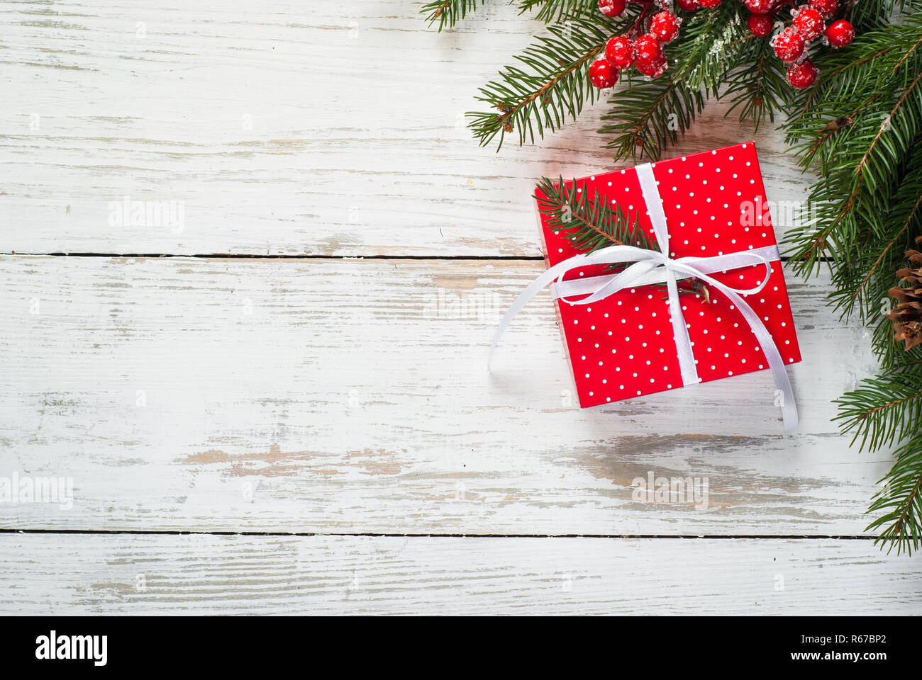 Christmas red gift box Stock Photo - Alamy