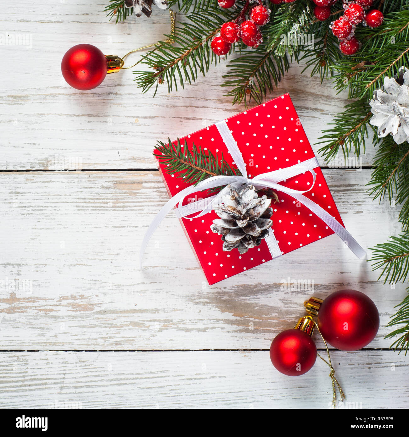 Christmas red gift box Stock Photo - Alamy