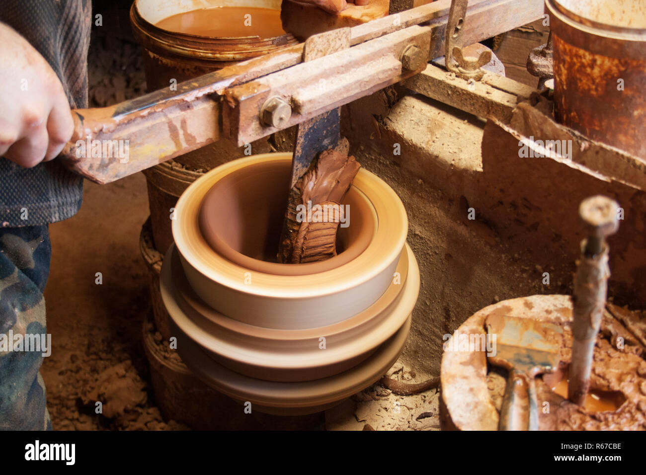 Old factory pottery production, making pots Stock Photo - Alamy