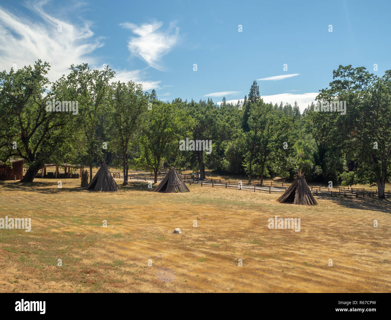 Indian Grinding Rock teepee / tipi mountain forest village Stock Photo ...