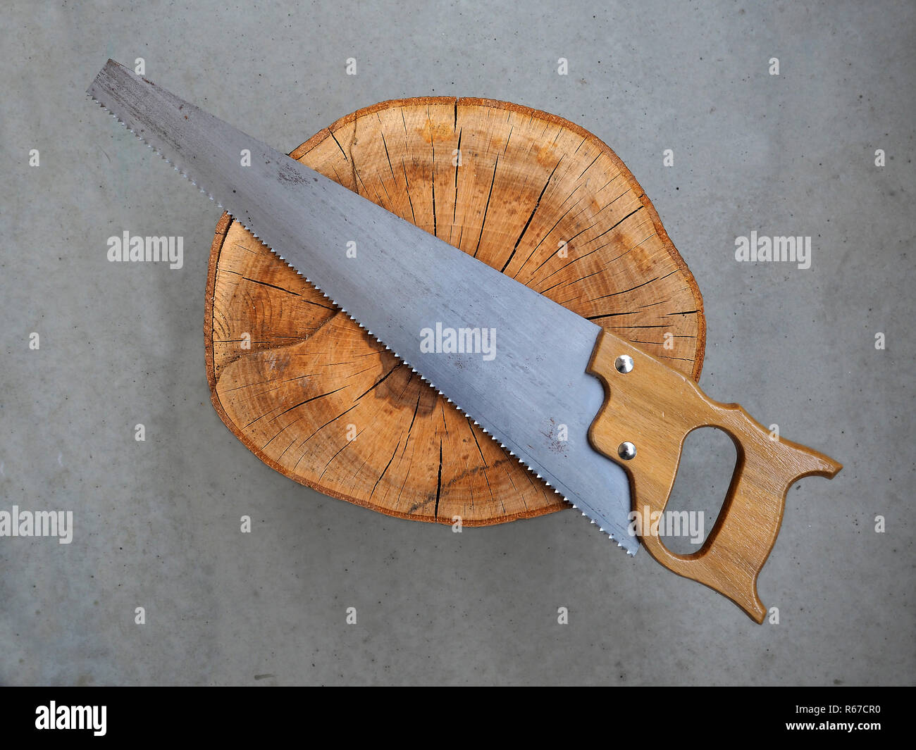 saw and tree trunk Stock Photo - Alamy