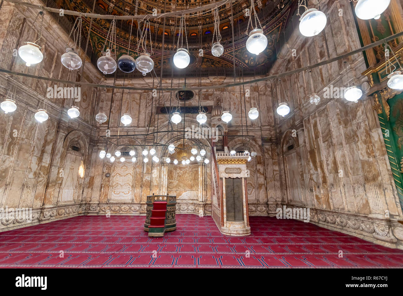 Cairo, Egypt - September 16, 2018: Interior of the Mosque of Muhammad ...