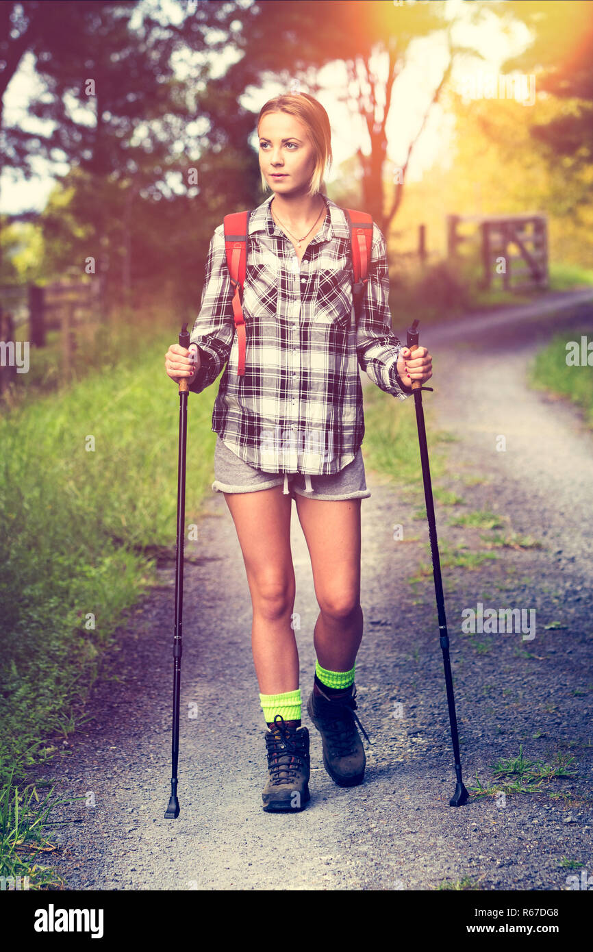 Beautiful Woman Hiking Stock Photo - Alamy