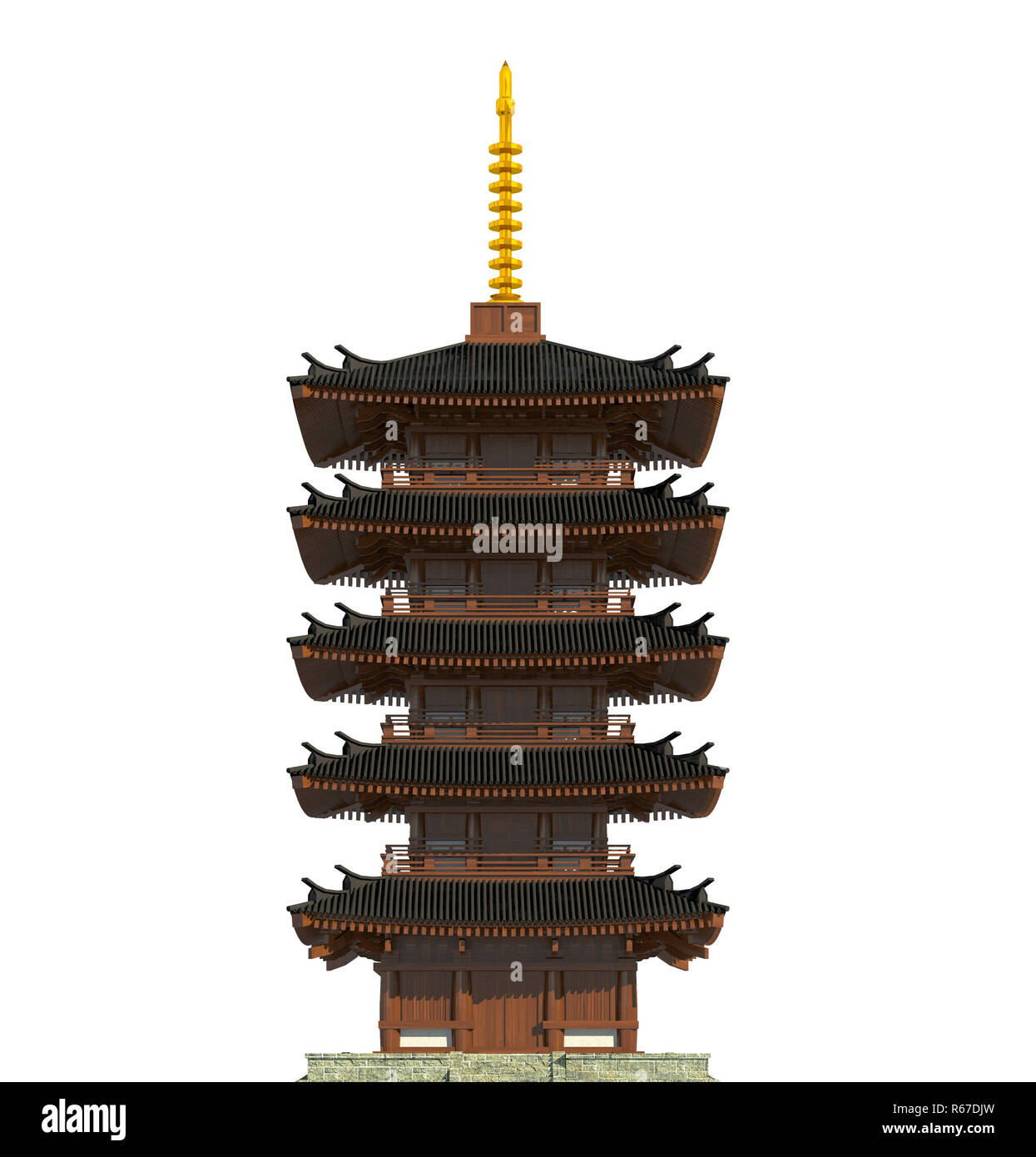 3D illustration japanese building in traditional style isolated on ...