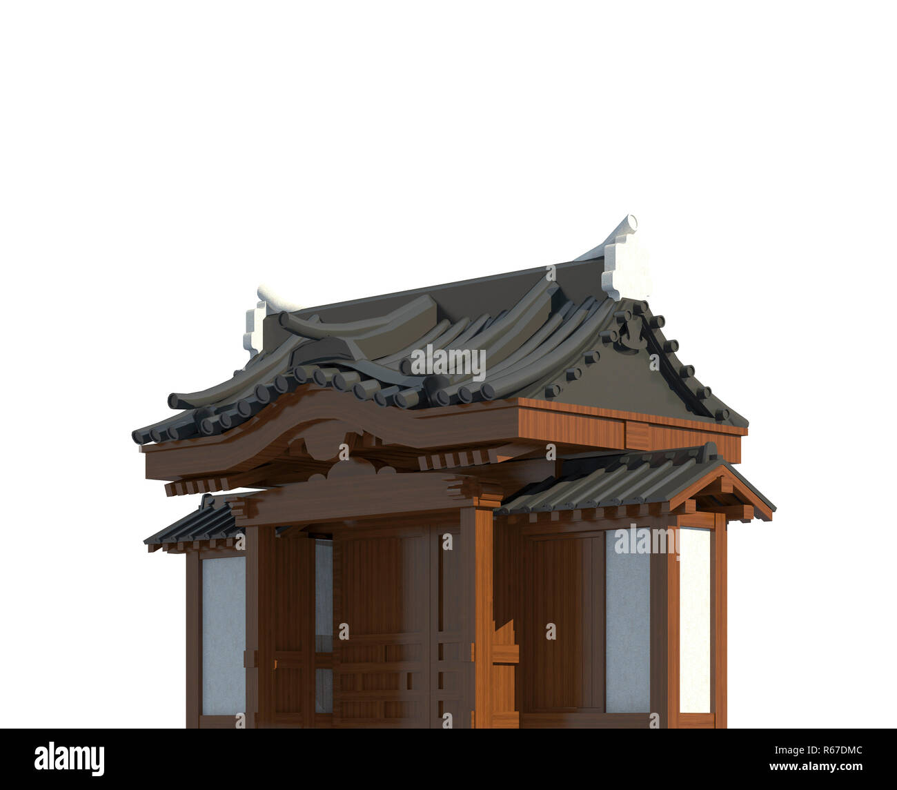 3D illustration japanese building in traditional style isolated on ...