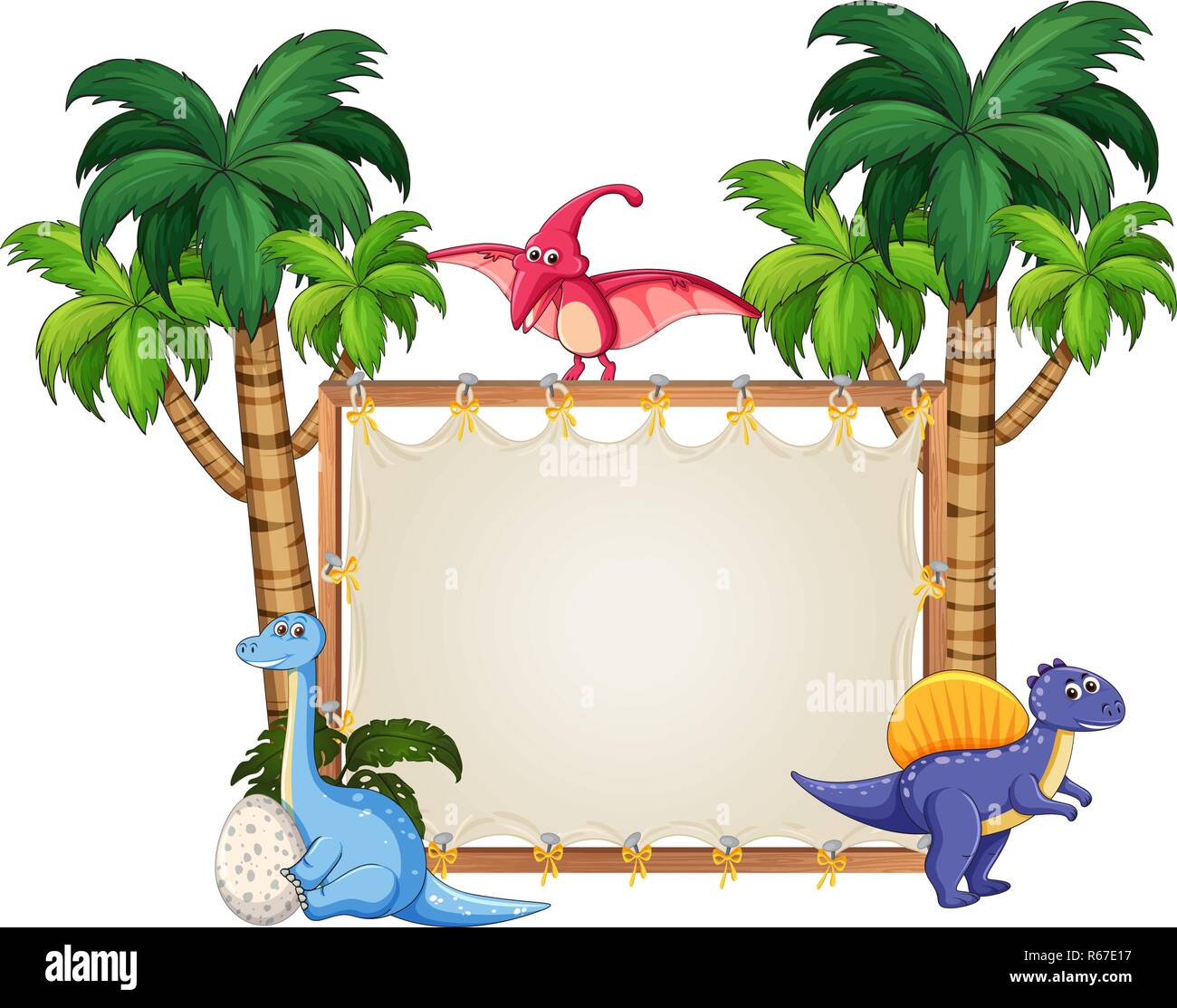 Dinosaur on blank banner illustration Stock Vector Image & Art - Alamy
