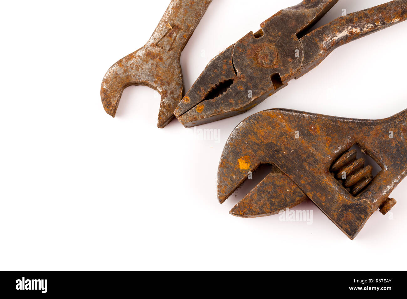 Old rusty tools isolated Stock Photo - Alamy