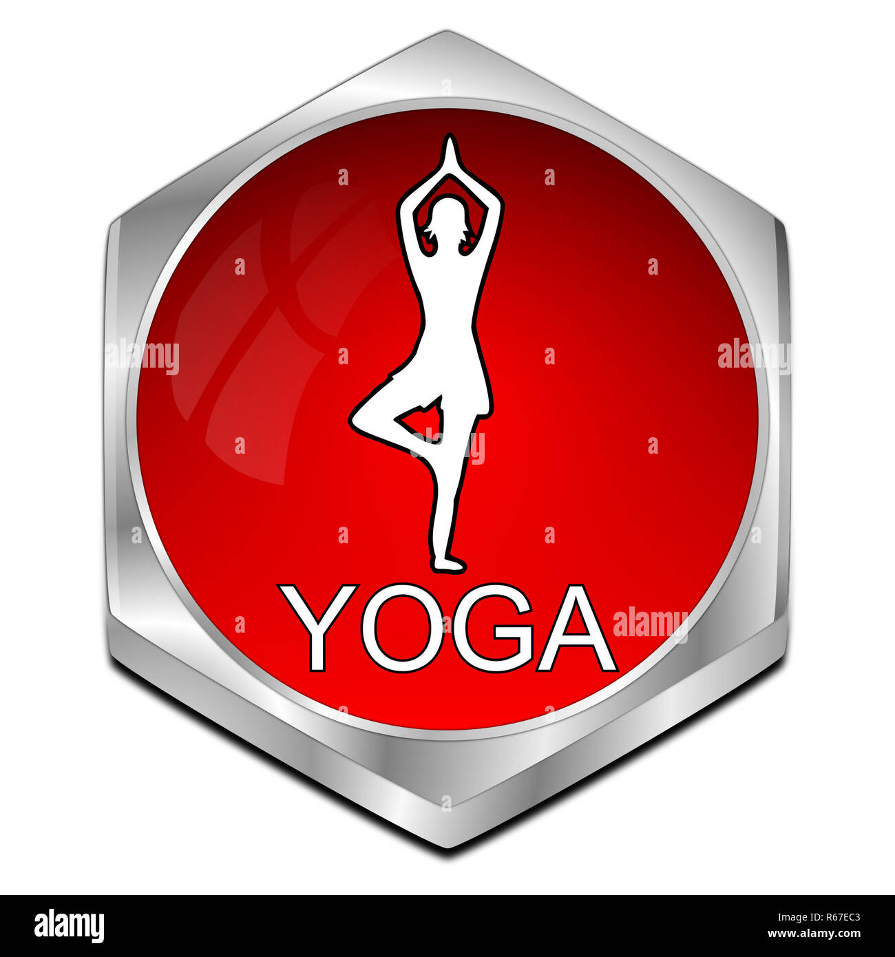 red Yoga button - 3D illustration Stock Photo - Alamy