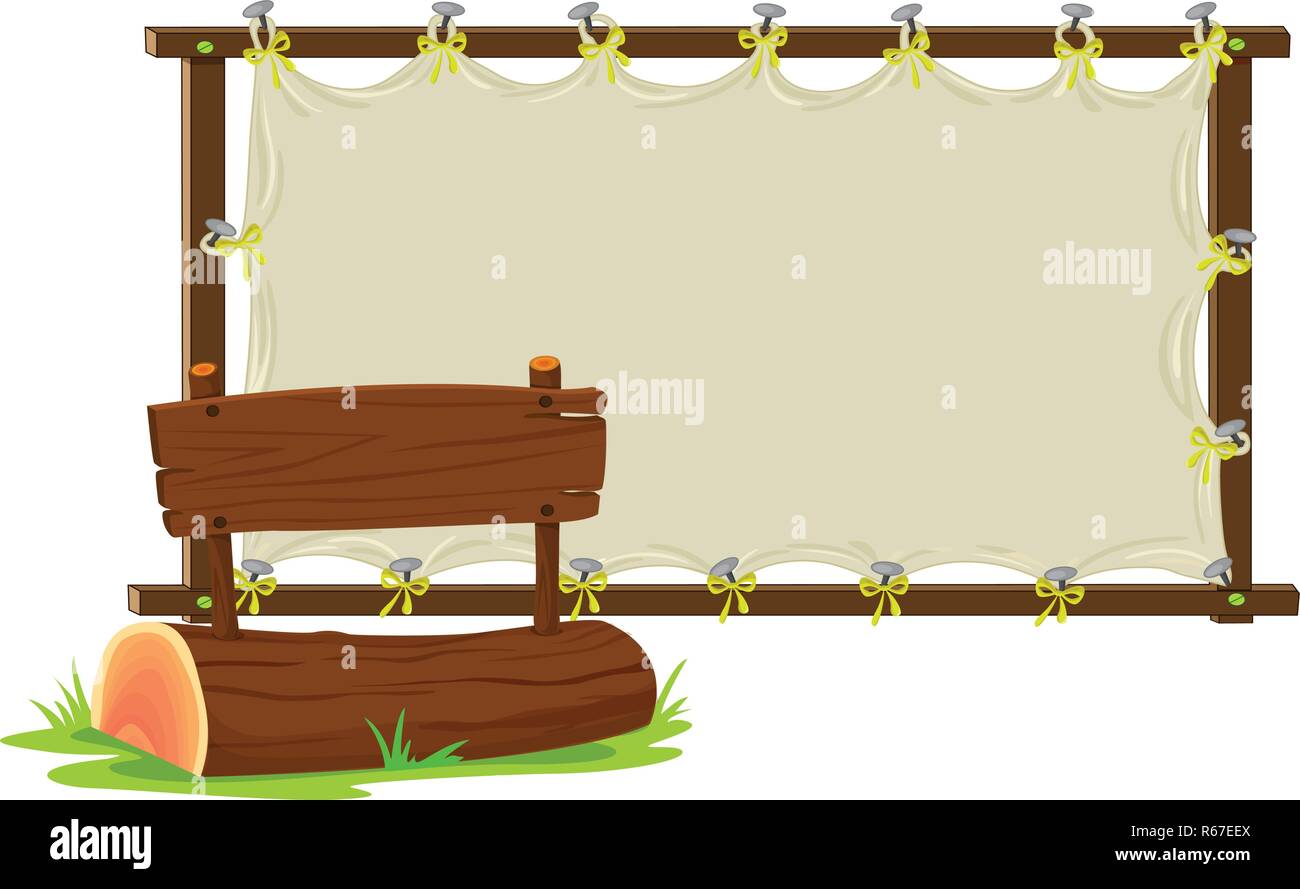 Tree trunk and wooden signboard illustration Stock Vector Image & Art ...