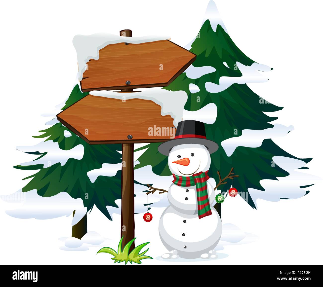 Snowman with signboard template illustration Stock Vector Image & Art ...