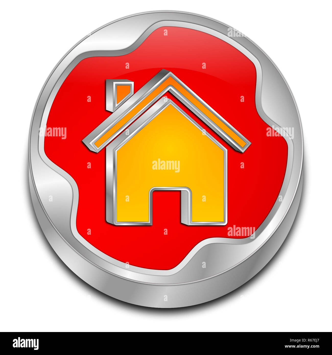red Home Button - 3D illustration Stock Photo - Alamy