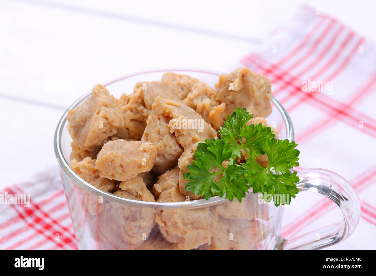 cubes of soy meat Stock Photo - Alamy