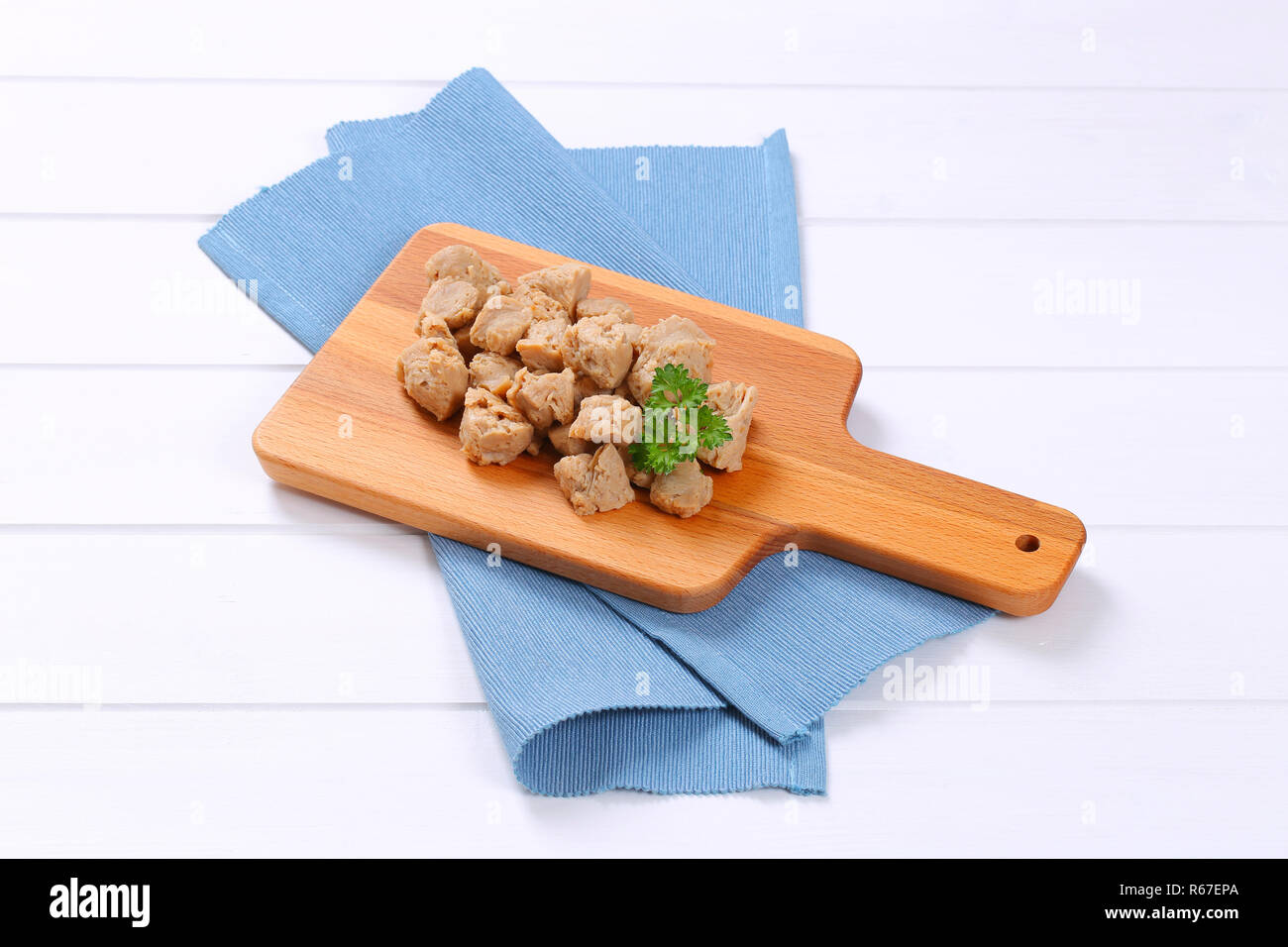 cubes of soy meat Stock Photo - Alamy