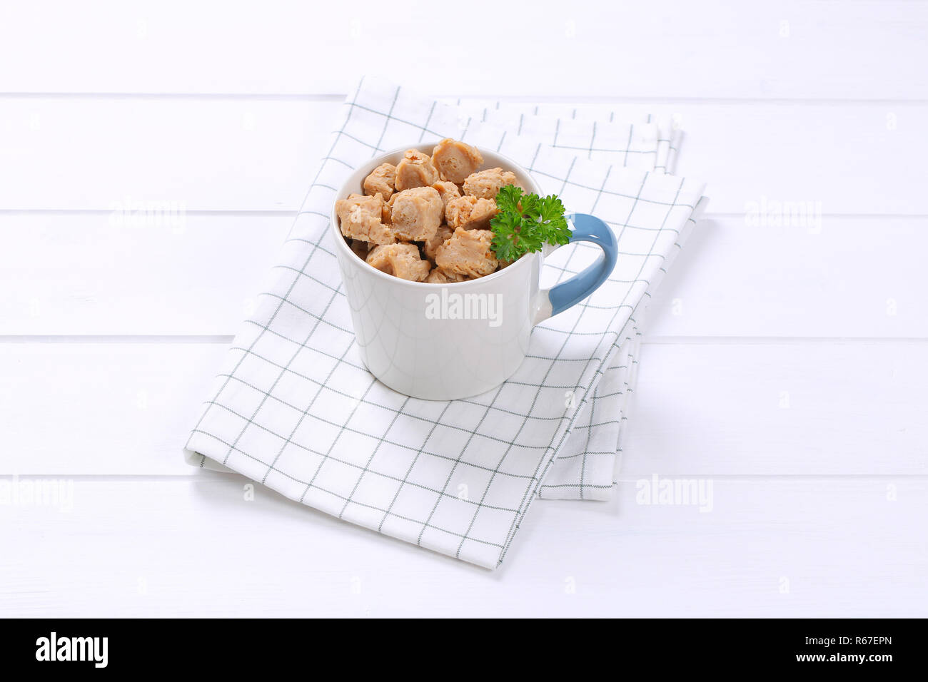 cubes of soy meat Stock Photo - Alamy